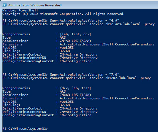 How to use Windows PowerShell for Active Roles 6.x and 7.x console on the same client machine ...